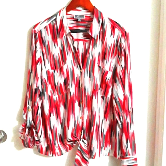 JM Collection | Tops | Jm Collection Womens Collared Long Sleeve Button ...